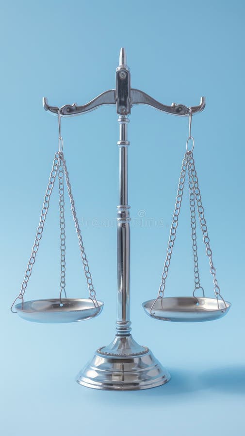 Balance Scale on Blue Background, Justice and Law Concept Stock Image ...