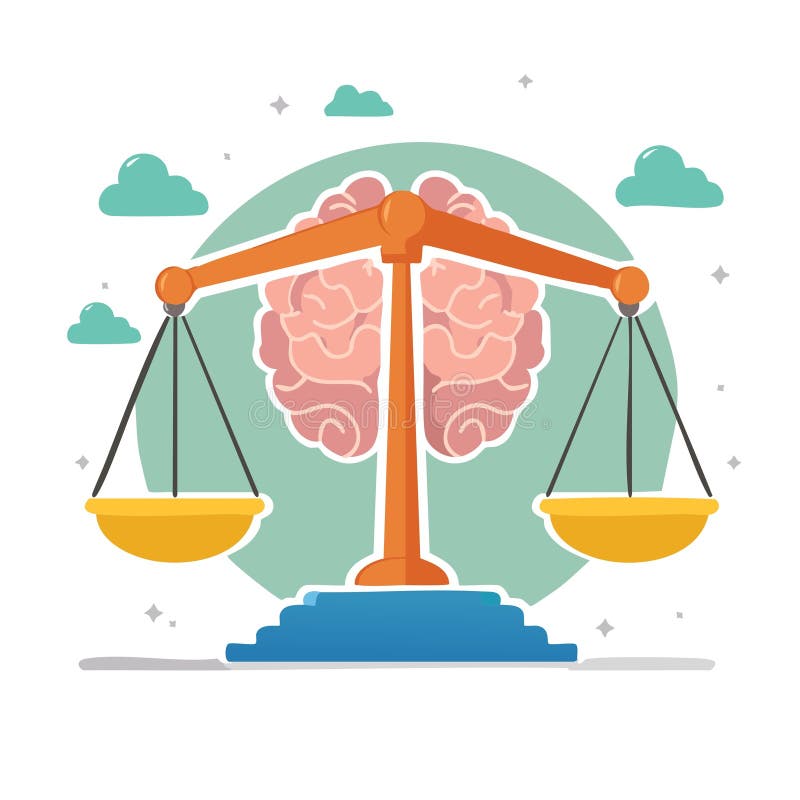 Balance Scale with Brain, Law Concept Vector. Illustration of Decision ...
