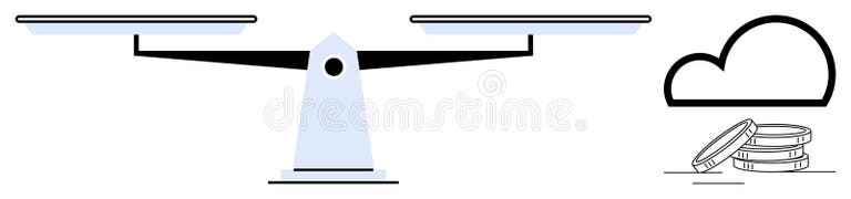 Balance Scale Comparing Cloud Technology and Stack of Coins ...