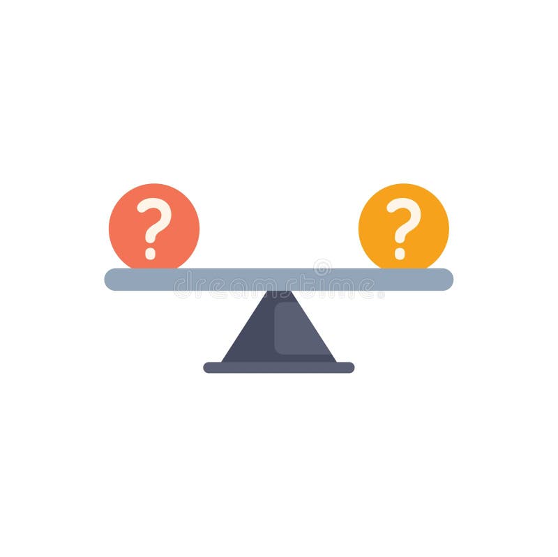 Balance Scale Comparing Two Question Marks Balancing Perfectly on White ...