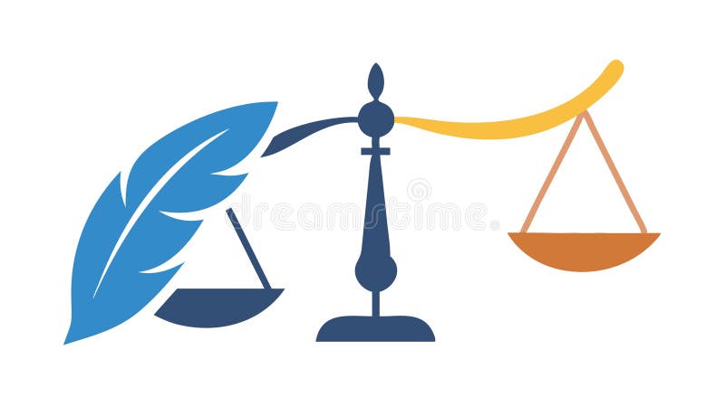 Balance Scale with Feather and Weight, Symbolizing Justice, Vector ...