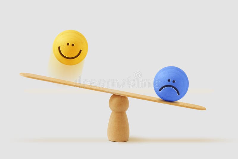 Balance Scale with Happy and Sad Face - Concept of Sadness and Mental ...
