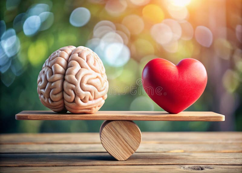 Balance Scale with Heart and Brain Generative Ai Stock Illustration ...