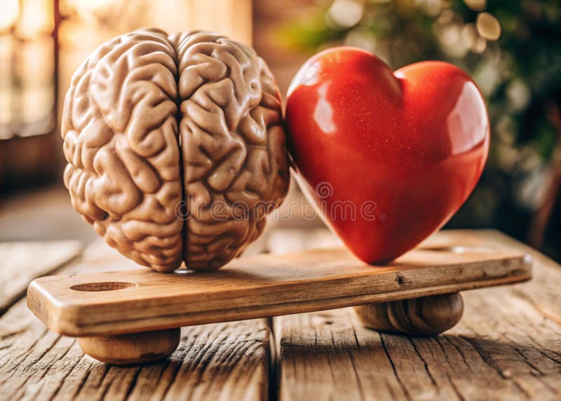 Balance Scale with Heart and Brain Generative Ai Stock Illustration ...