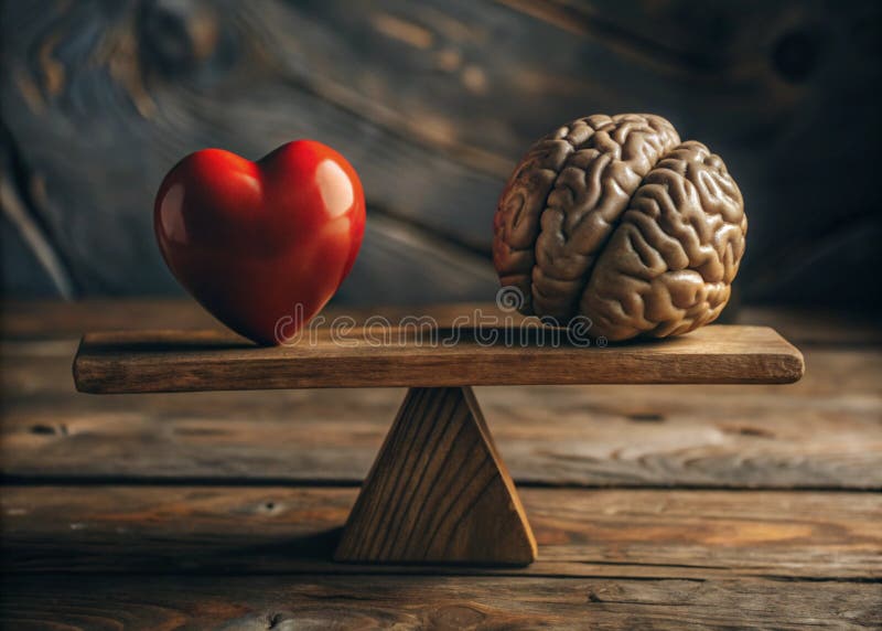 Balance Scale with Heart and Brain Generative Ai Stock Illustration ...