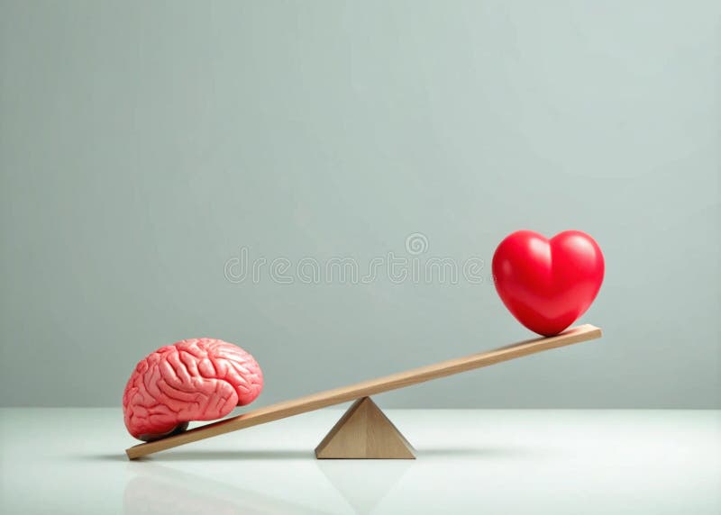 Balance Scale with Heart and Brain Generative Ai Stock Illustration ...