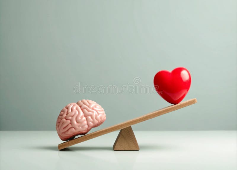 Balance Scale with Heart and Brain Generative Ai Stock Illustration ...