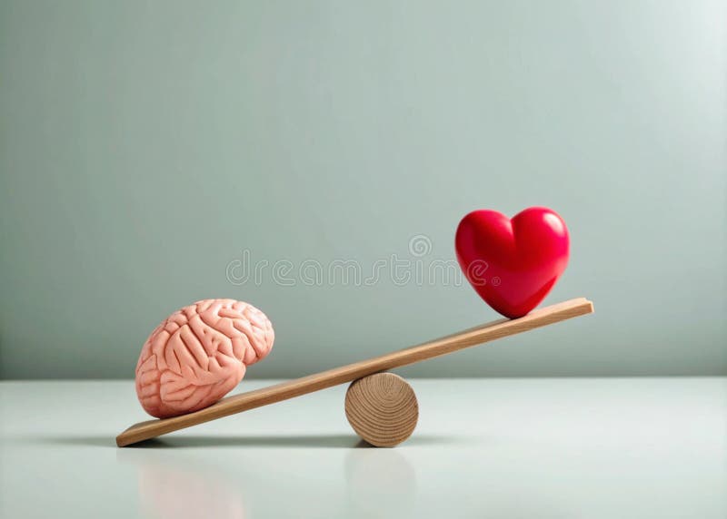 Balance Scale with Heart and Brain Generative Ai Stock Illustration ...