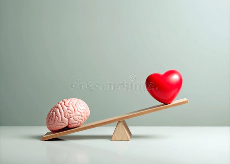 Balance Scale with Heart and Brain Generative Ai Stock Illustration ...