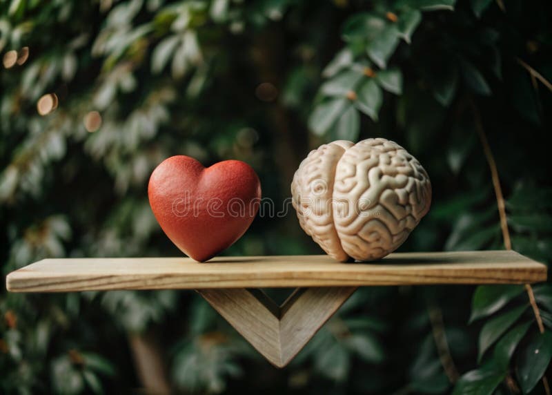 Balance Scale with Heart and Brain Generative Ai Stock Illustration ...