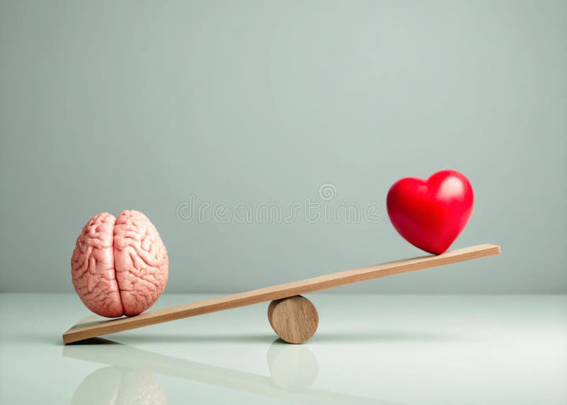 Balance Scale with Heart and Brain Generative Ai Stock Illustration ...