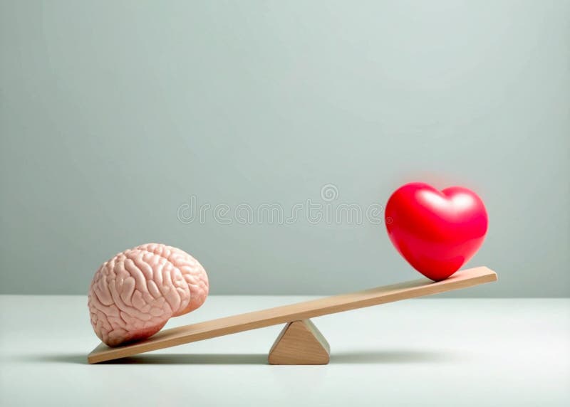 Balance Scale with Heart and Brain Generative Ai Stock Illustration ...