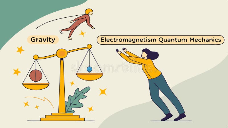 Balance Scale and Physics Symbols, Gravity and Science Concepts Vector ...