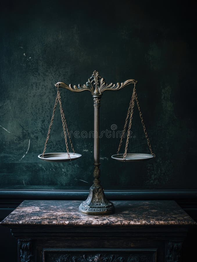 Balance scale on table stock illustration. Illustration of commerce ...