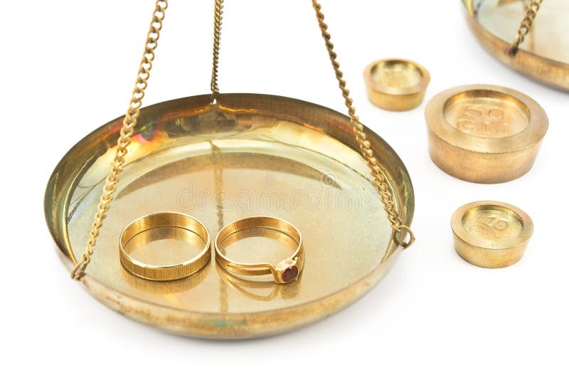 Balance Scales With Golden Wedding Rings Stock Image - Image of ...