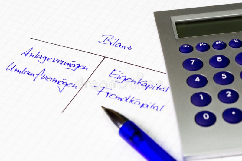 Balance Sheet - Handwrited on White Paper in German Letters Stock Image ...
