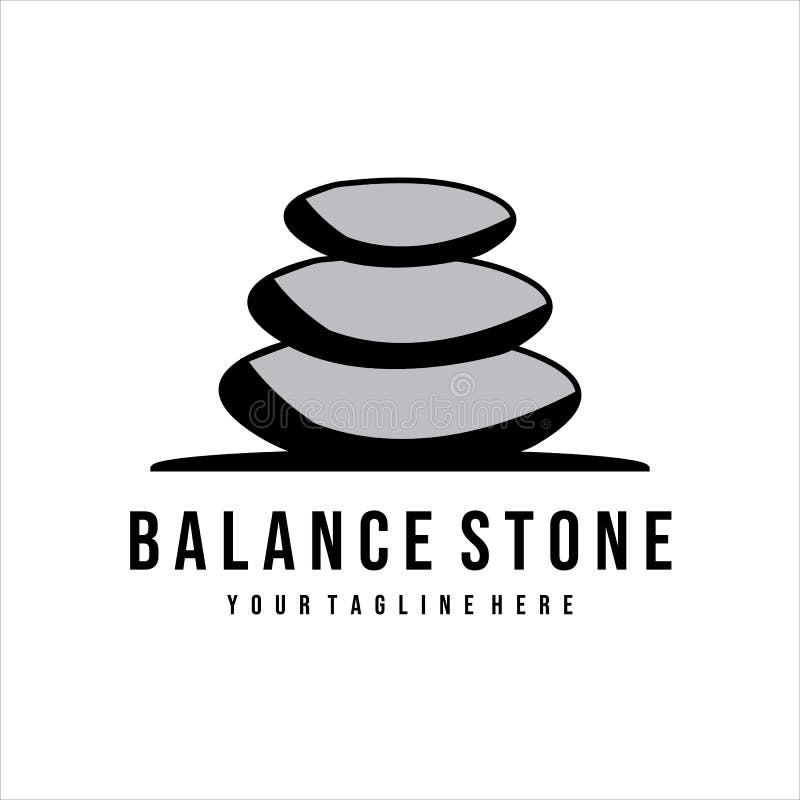 Balance Stone Logo Vector Illustration Design Vintage Icon Line Stock ...