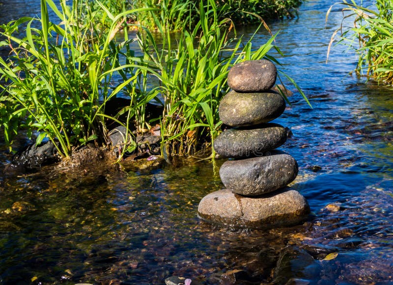 Balance Stone in a River 02 Stock Image - Image of buddhism, climbing ...