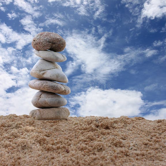 Balance stone on sand. stock image. Image of stone, meditation - 77091027