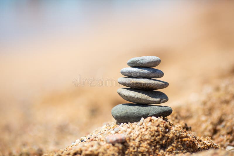 Balance of Stones on the Beach, Sunny Day Stock Image - Image of ...