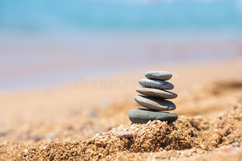 Balance of Stones on the Beach, Sunny Day Stock Image - Image of ...