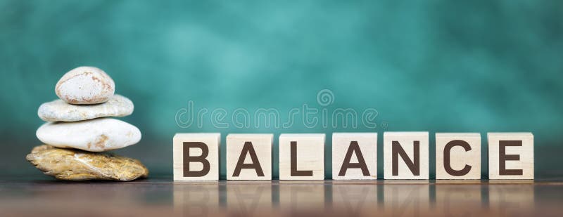 Balance Stones on Blue Background, Web Banner Stock Photo - Image of ...