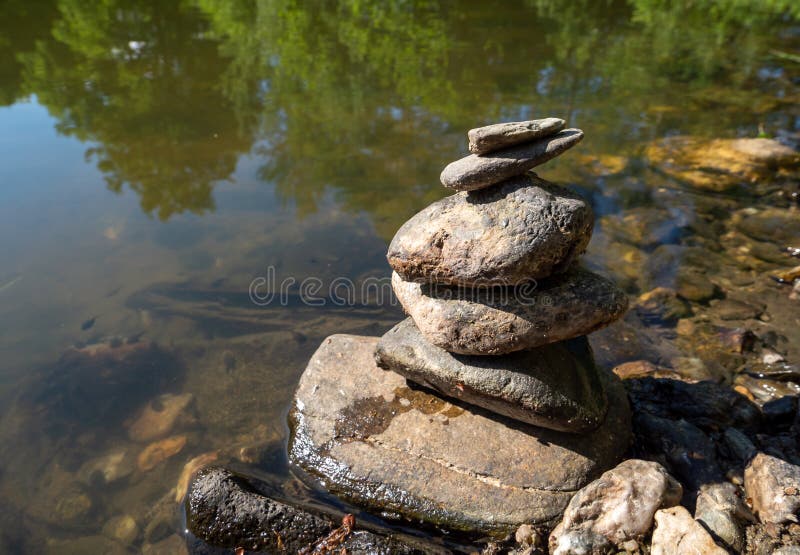 Balance of Stones on the River Stock Photo - Image of rock, natural ...