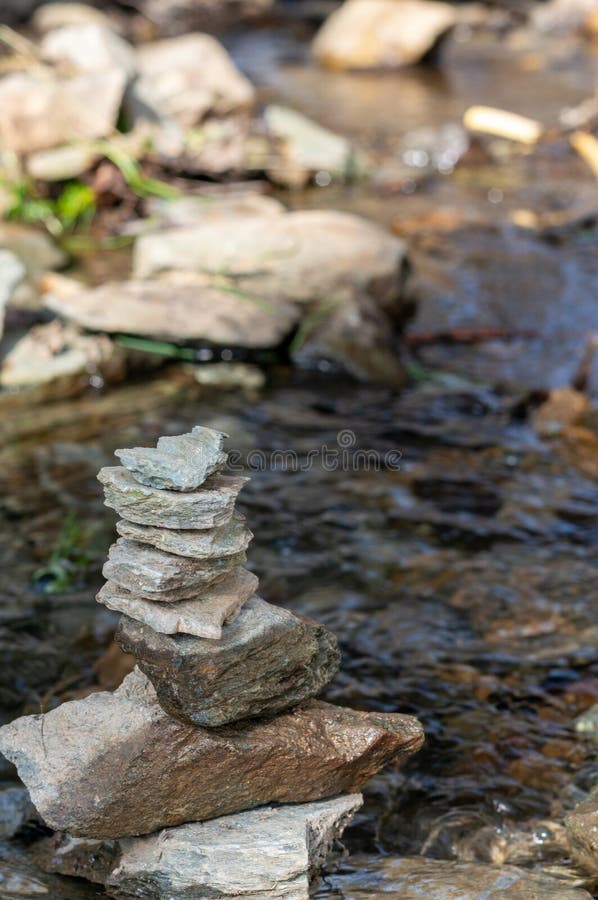 Balance Stones in a Stream in Spring Spiritual Relaxation Vertical ...