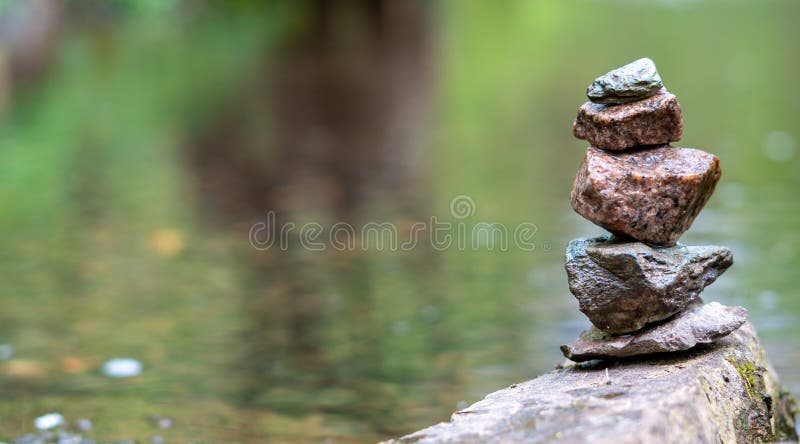Balance Stones on the Water Zen Like Stock Photo - Image of stacked ...