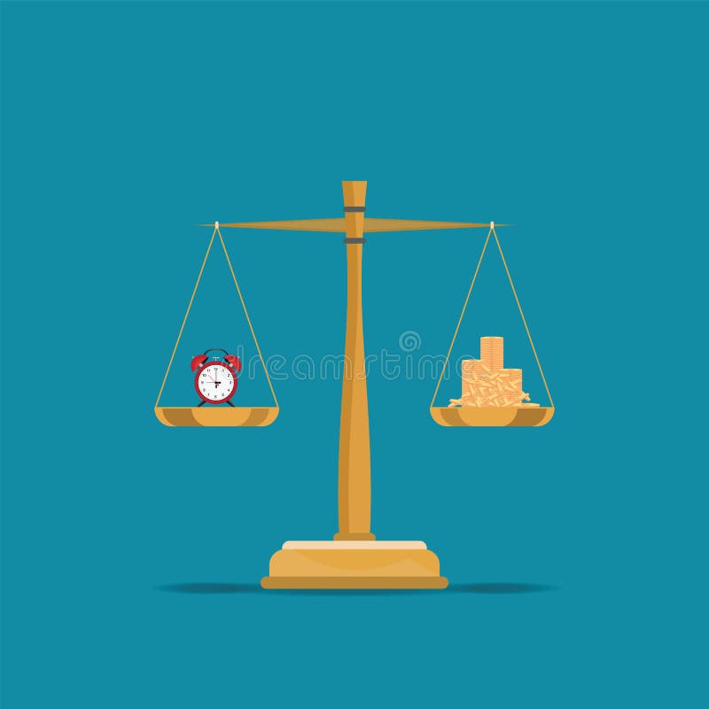 Balance between Time and Cost of an Idea. Mechanical Scales with Clock ...