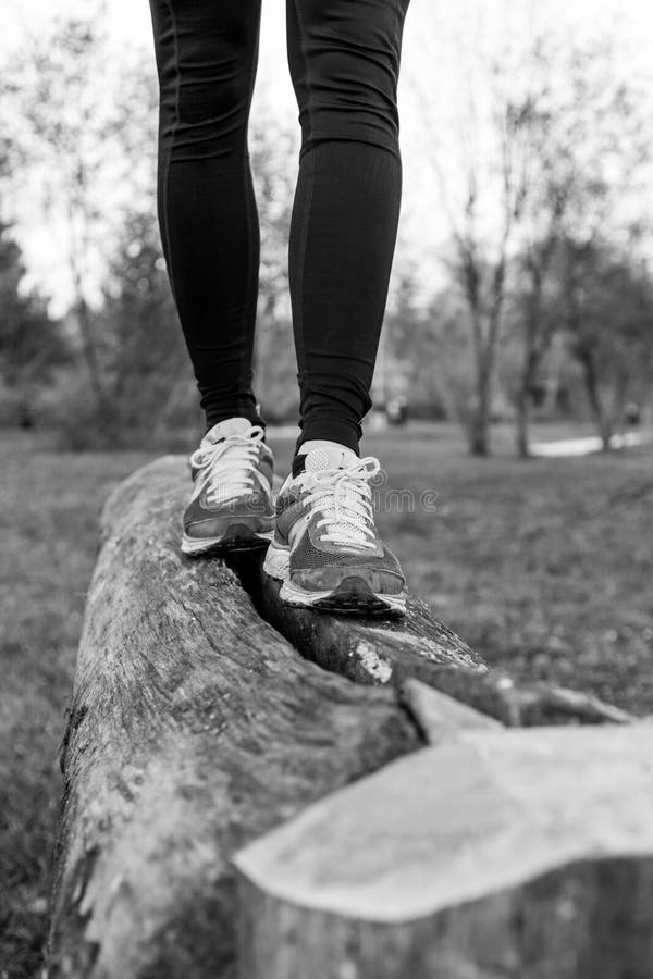 Balance Training Outdoor in a Park. Stock Image - Image of ...