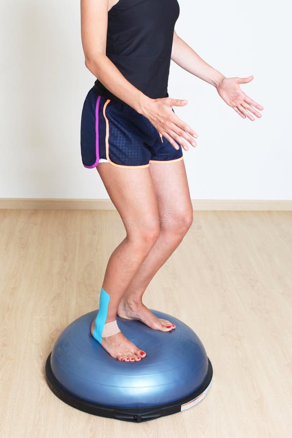 Balance Training on Platform Stock Photo - Image of utilized, ball ...