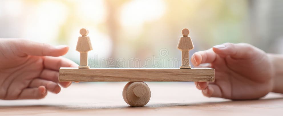 The Balance between Two Figures Representing Equality and Teamwork..AI ...
