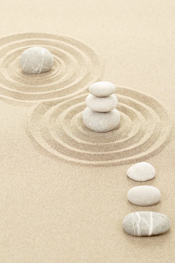 Balance zen stones in sand stock photo. Image of japanese - 30936636