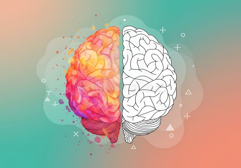 Balanced Brain Illustration of Logic and Art Skills Stock Illustration ...