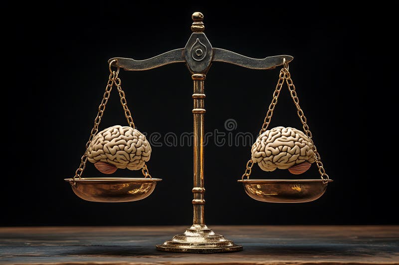 Balanced Brains Conceptual 3D Render of Human Brains on Antique Scales ...