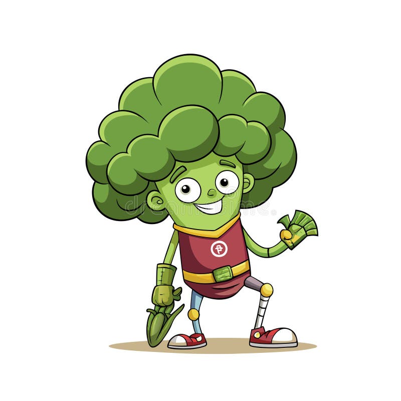 Balanced Broccoli with Bird in a Garden Stock Illustration ...