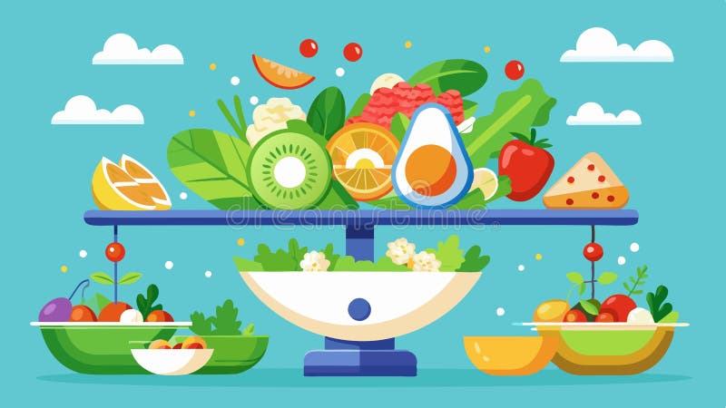 Balanced Chicken Salad, Low-carb, High Protein, Flat Design ...