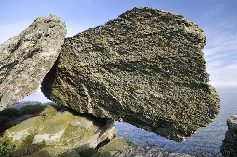 Balanced Devonian Limestone Rock Stock Photo - Image of exmoor, exposed ...