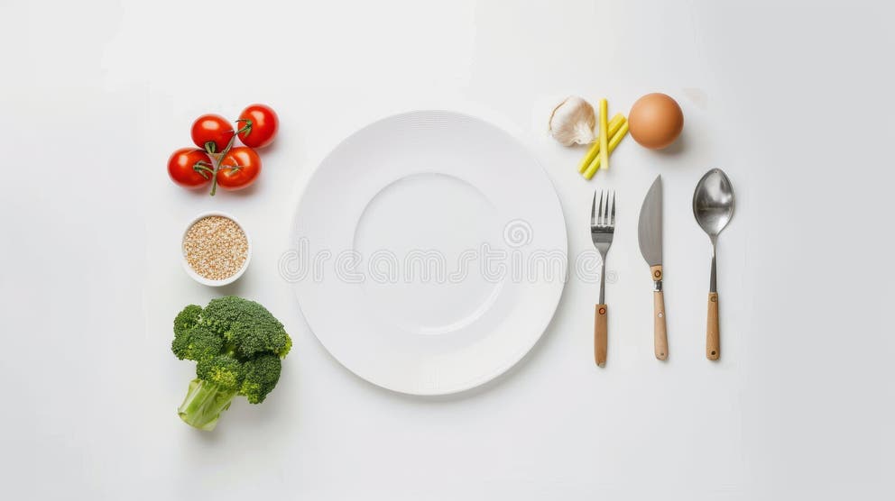 Balanced Diet Concept with Place Setting Stock Image - Image of ...