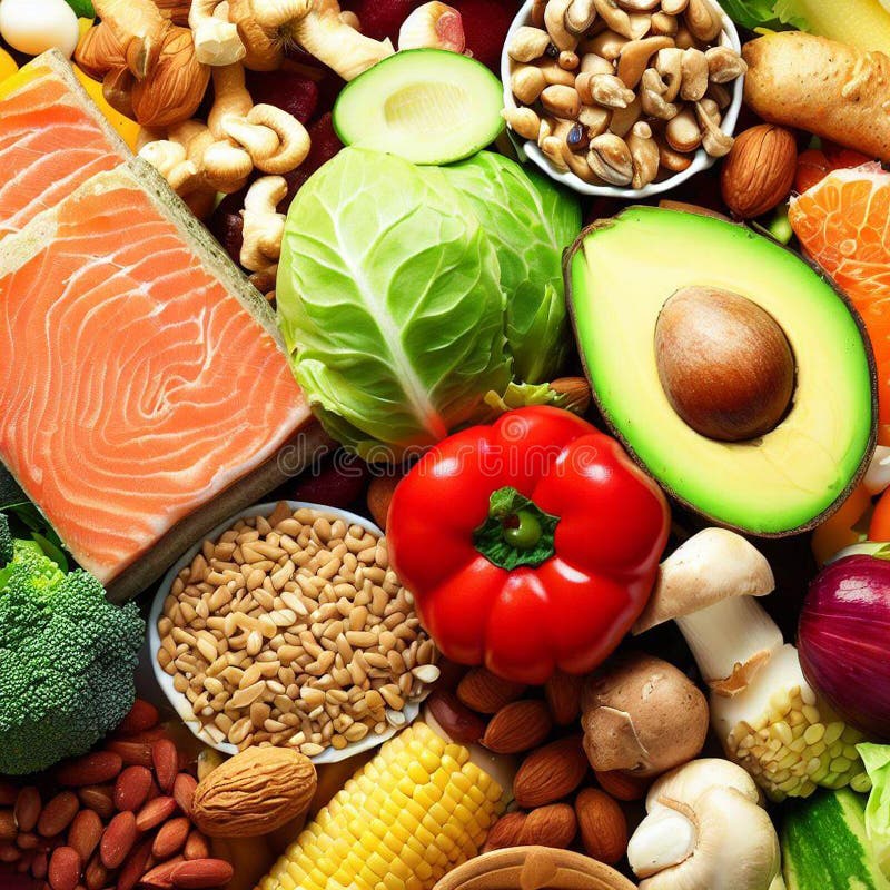 Balanced Diet Food Background Stock Illustration - Illustration of meat ...