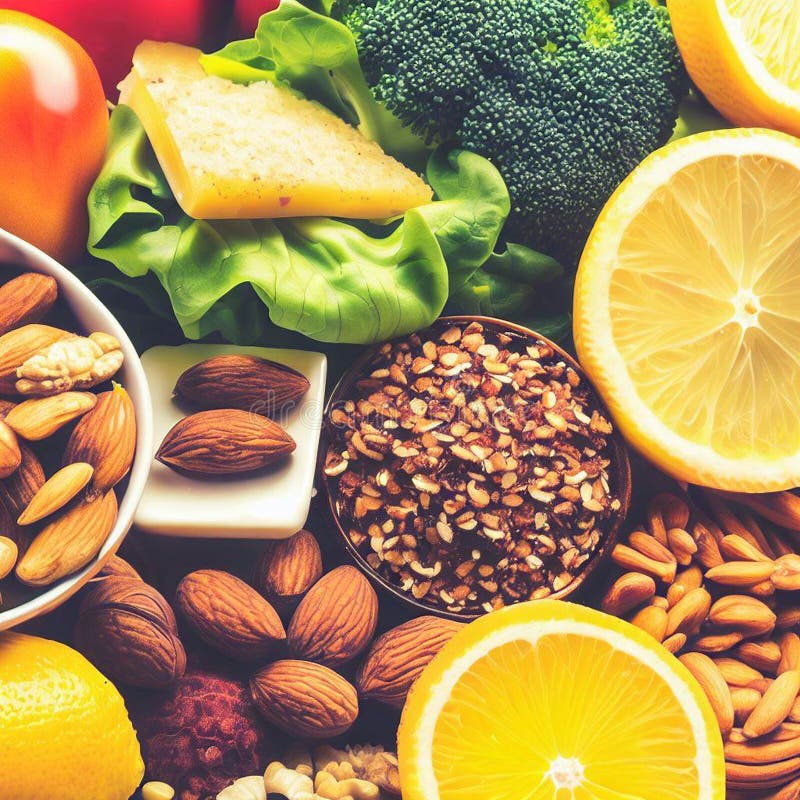 Balanced Diet Food Background Stock Illustration - Illustration of meat ...