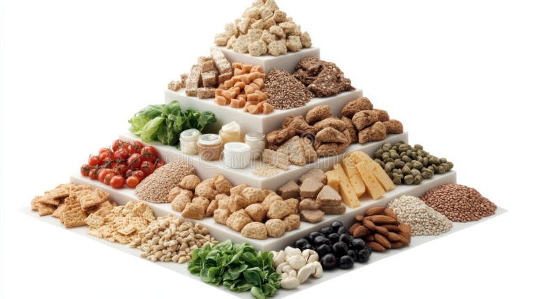Balanced Diet Pyramid, Foods Guide Stock Illustration - Illustration of ...