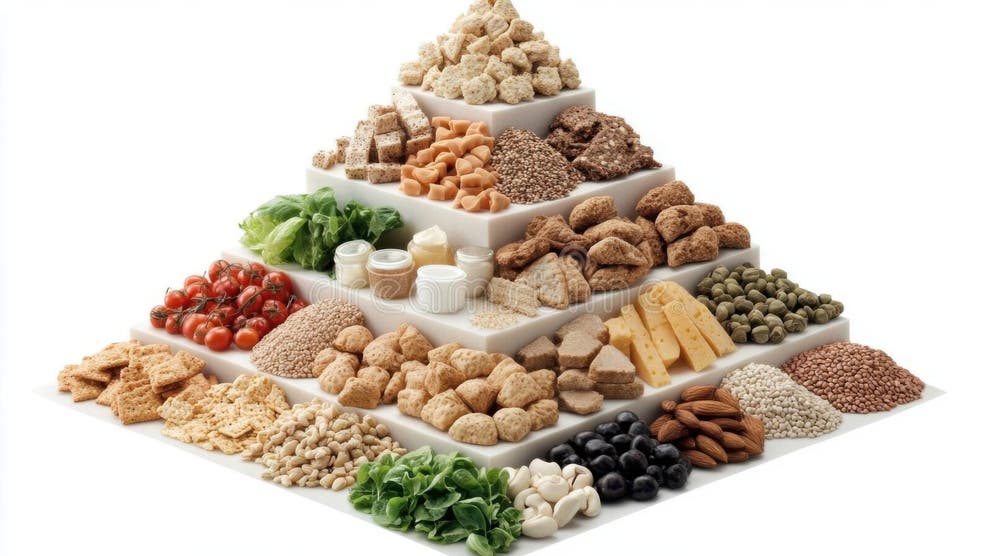 Balanced Diet Pyramid, Foods Guide Stock Illustration - Illustration of ...