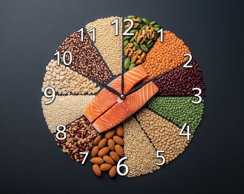 Balanced Diet Represented As Clock Stock Illustration - Illustration of ...