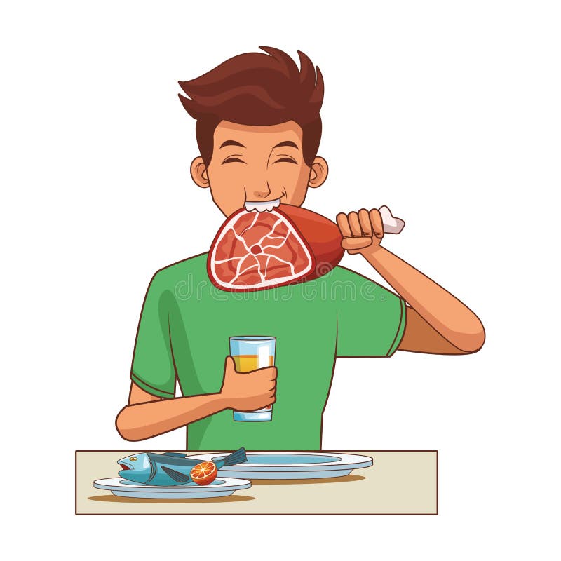 Balanced diet young man stock vector. Illustration of nutrition - 136913885
