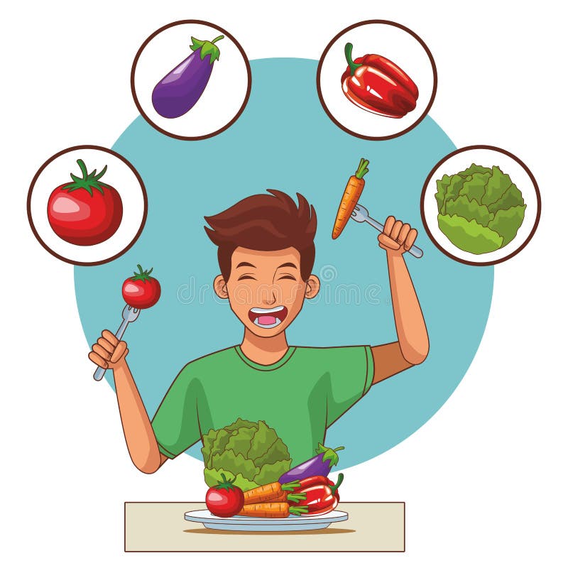 Healthy Young Man Balanced Diet Stock Illustrations – 79 Healthy Young ...