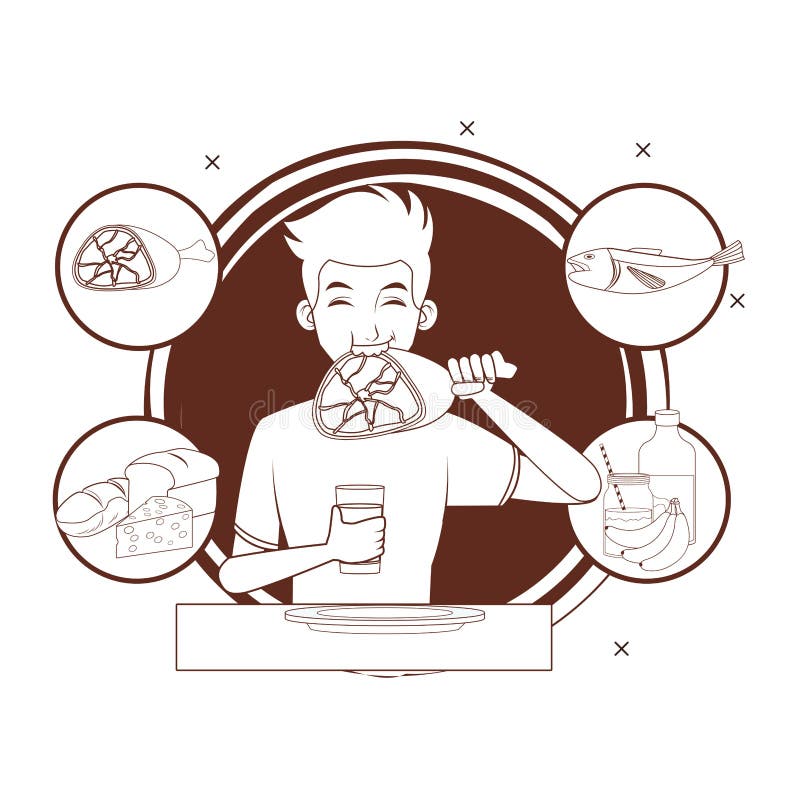 Balanced diet young man stock vector. Illustration of cartoon - 136913950