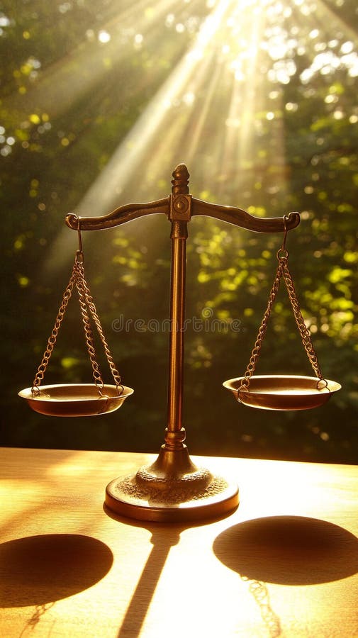 Balanced Empty Scale on a Table with Sunlight Shining through the ...