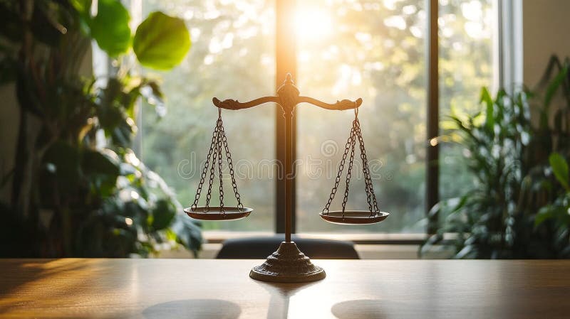 Balanced Empty Scale on a Table with Sunlight Shining through the ...